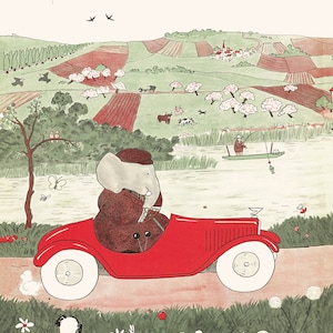 Babar the Elephant Vintage French Cottage Nursery Book Art Print | Boy ...