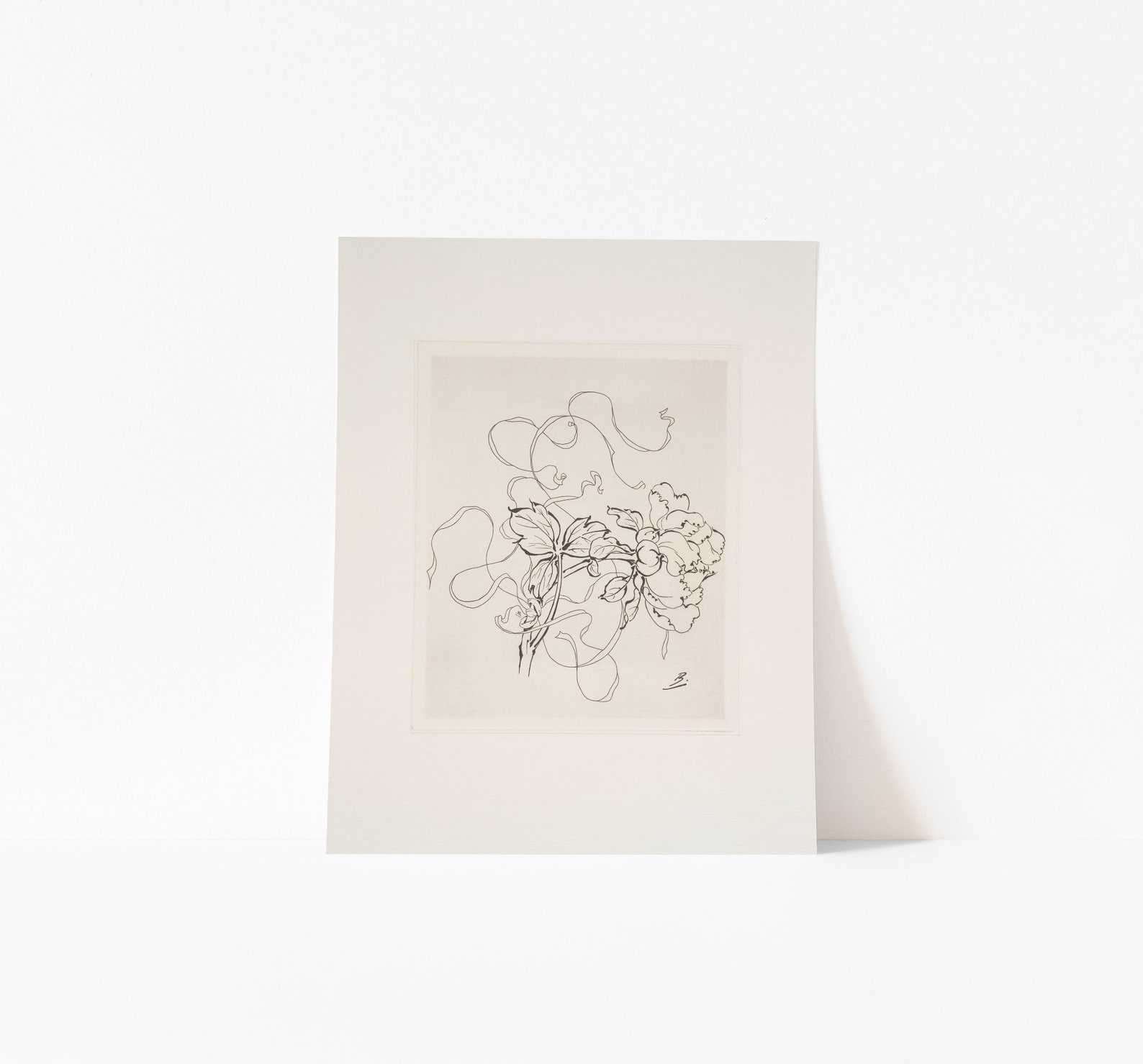 French Antique Black and White Flower Sketch Print Set of 4 | Vintage ...