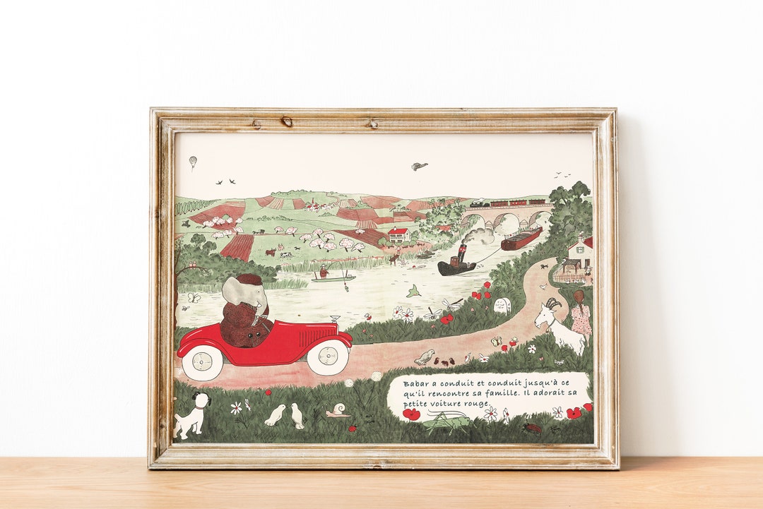 Babar the Elephant Vintage French Cottage Nursery Book Art Print | Boy ...