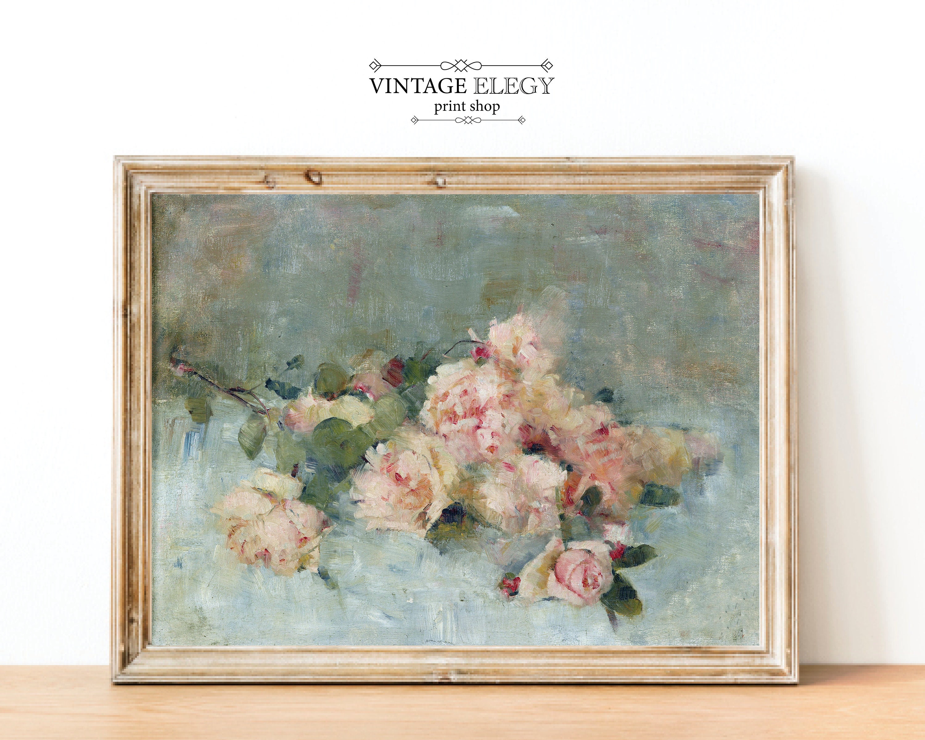 Vintage Flower Painting French Antique Rose Art Print - Etsy