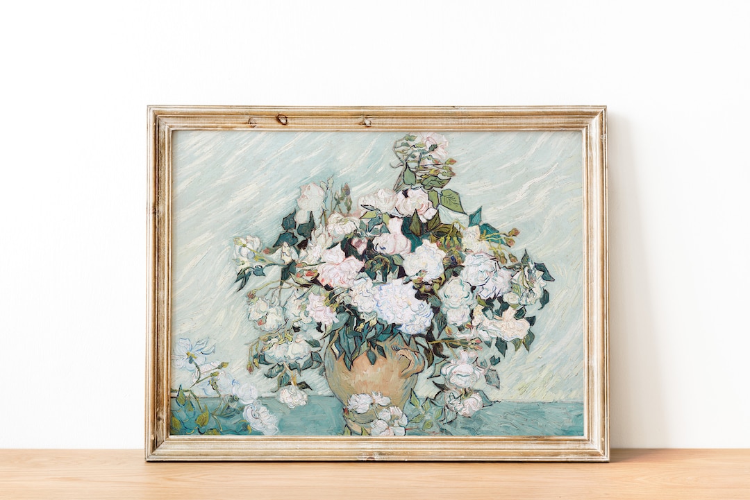 Vintage French Antique Flower Bouquet Painting | Van Gogh French Flower ...