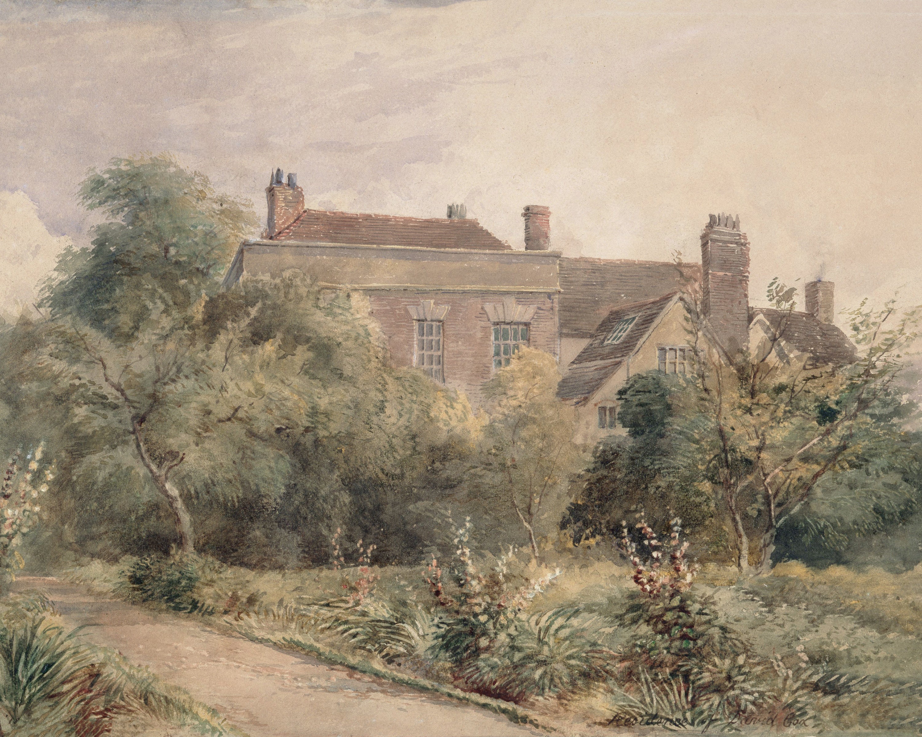 Vintage English Country Cottage Landscape Painting | Digital Print Wall ...