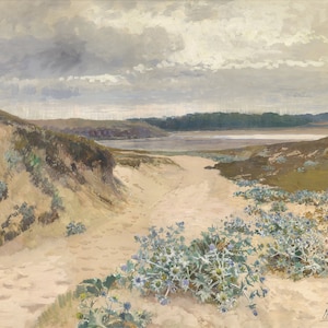 Beach Print Coastal Landscape Painting | Antique Sea Painting | Vintage ...