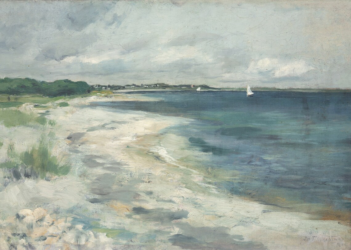 Beach Print Coastal Painting Antique Sea Painting Vintage | Etsy