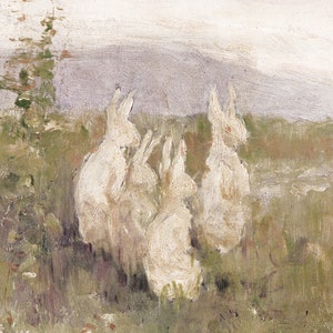 Bunny Rabbit Country Cottage Landscape Painting | Children's Nursery ...