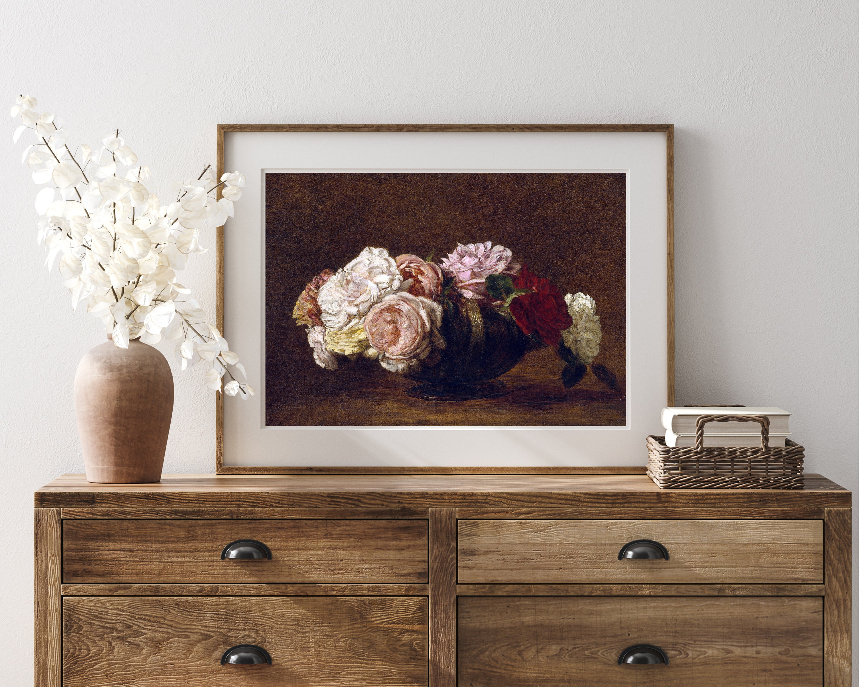Vintage French Country Cottage Roses Flower Painting | French Antique ...
