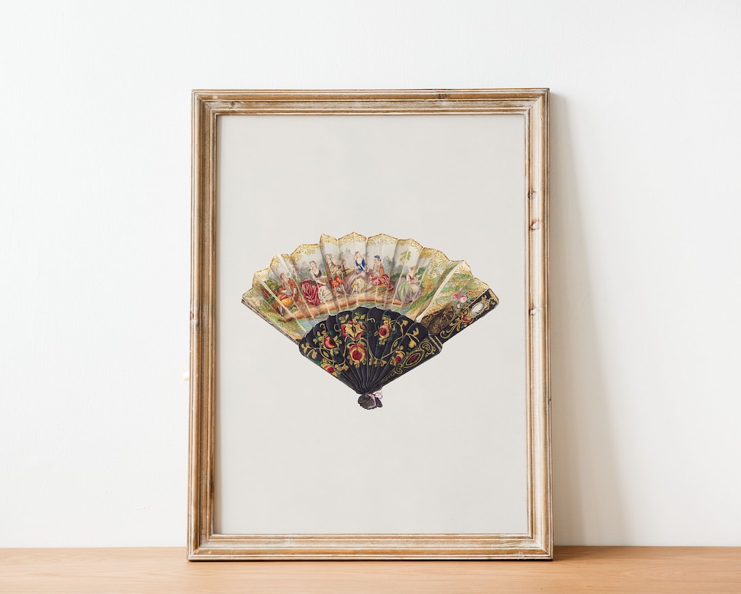 Vintage Victorian Fan Art | French Antique Hand Fan | Printable DIGITAL ...