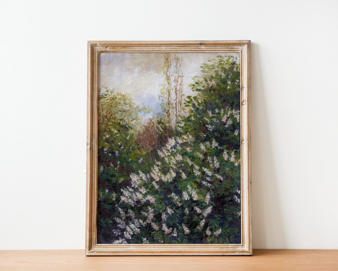 Vintage Spring Antique Landscape Garden Art Print | Flower Garden Art ...