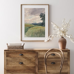 Vintage French Country Cottage Watercolor Landscape Print | French ...