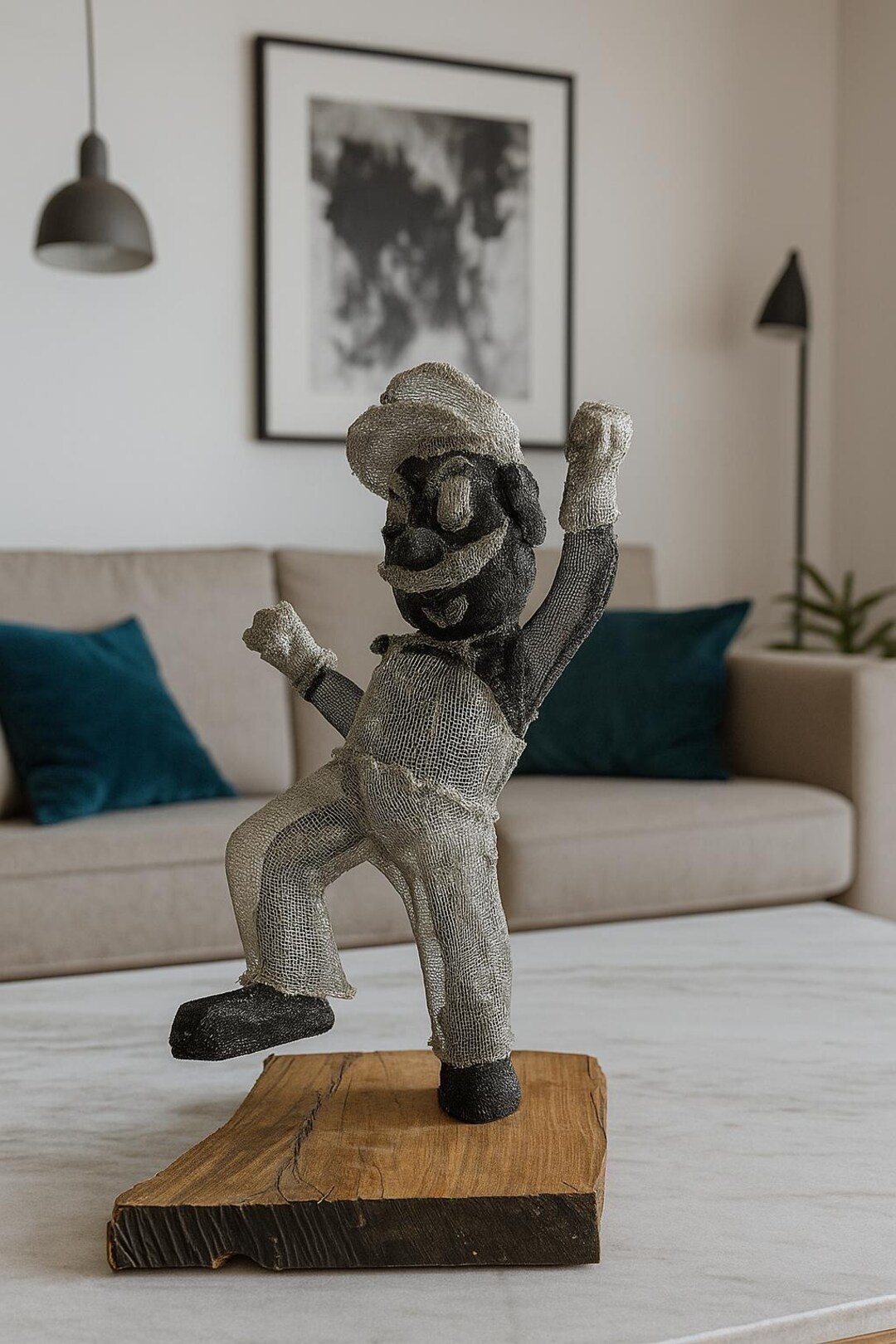Handcrafted Super Mario Sculpture – One-of-a-kind Recycled Wire Mesh ...