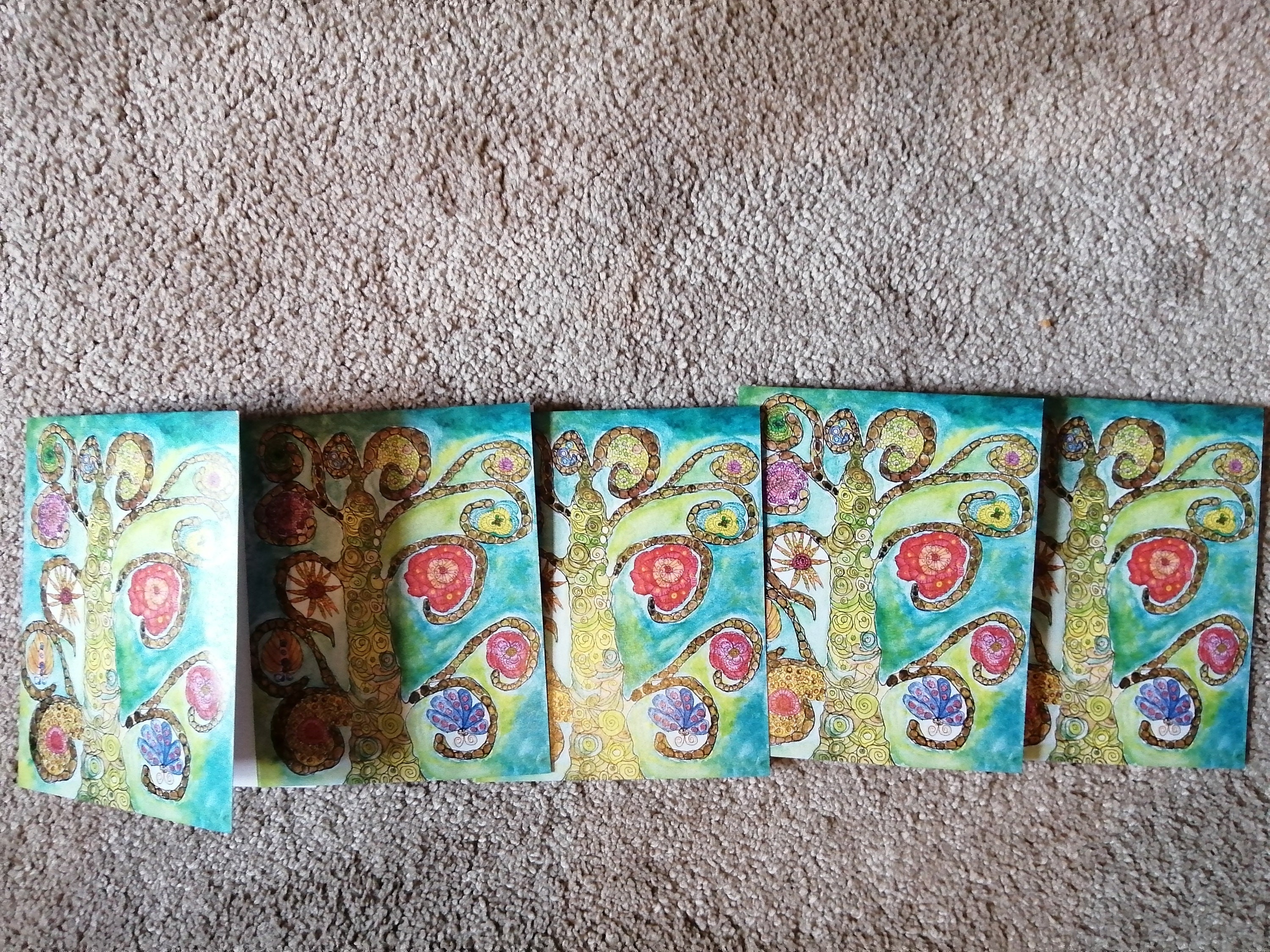 Trippy Tree Greeting Card (A5), Folk Art Trees Card, Whimsical Card ...