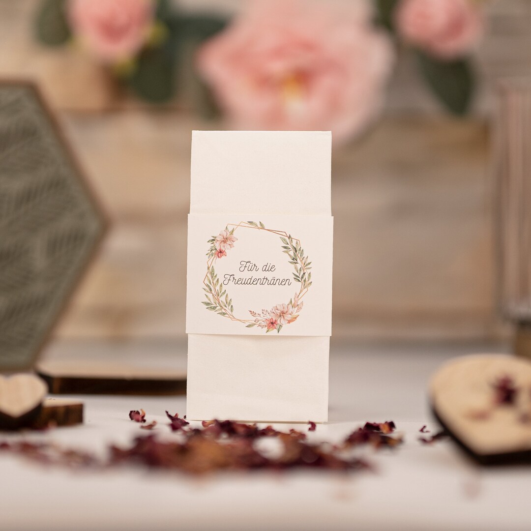 Tears of Joy 20x Banderoles Wedding Stationery Handkerchief Natural ...