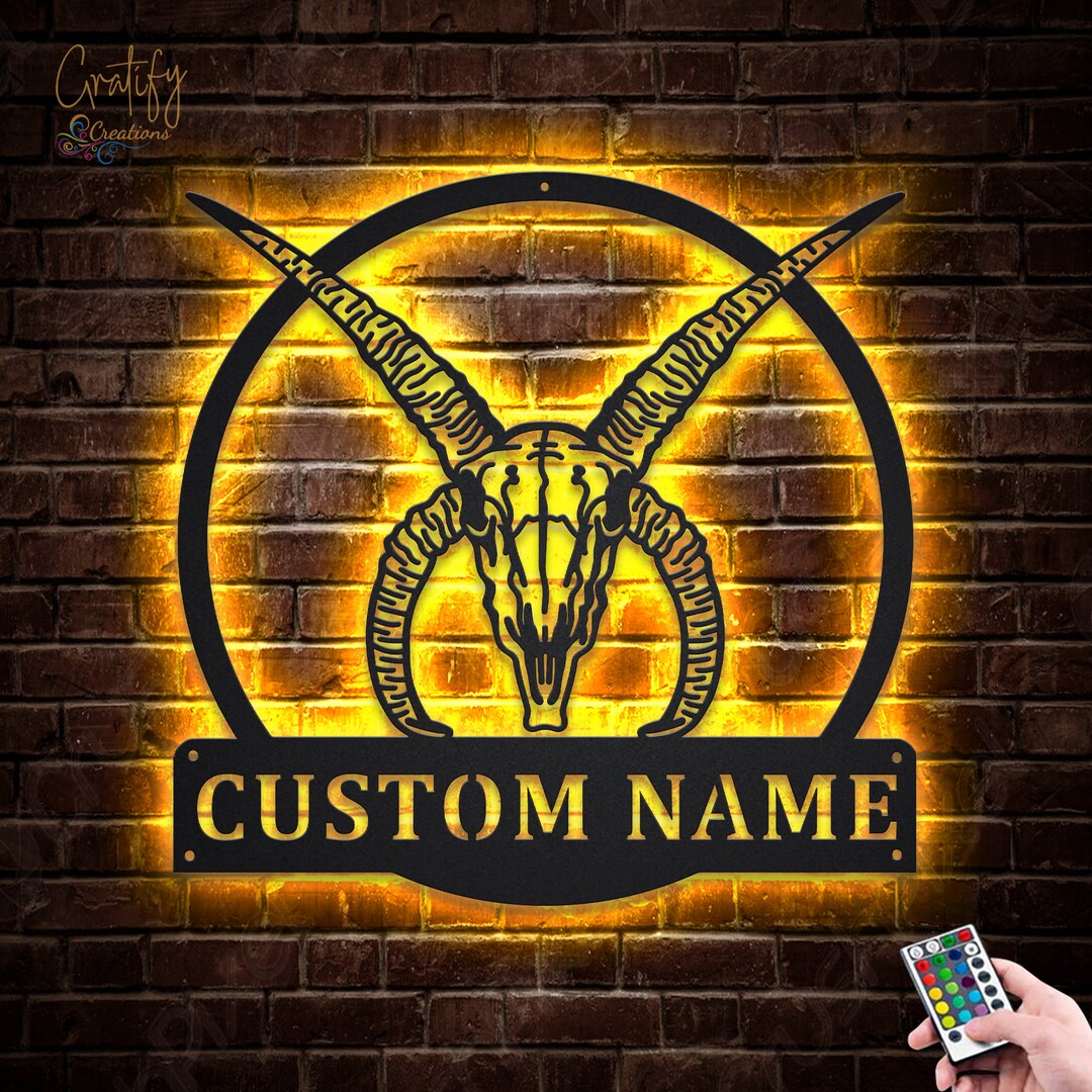 Animal Skull Metal Wall Art LED Lights V2, Custom Animal Skull Metal ...