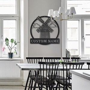 Windmill Metal Sign LED Lights V3, Custom Windmill Metal Sign, Windmill ...