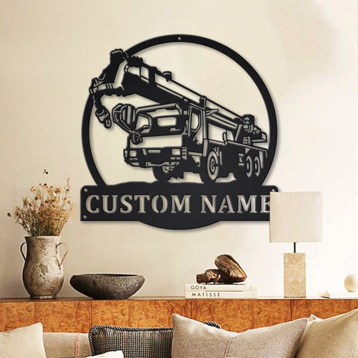 Crane Truck Monogram Metal Sign Art, Custom Mobile Crane Metal Signs ...