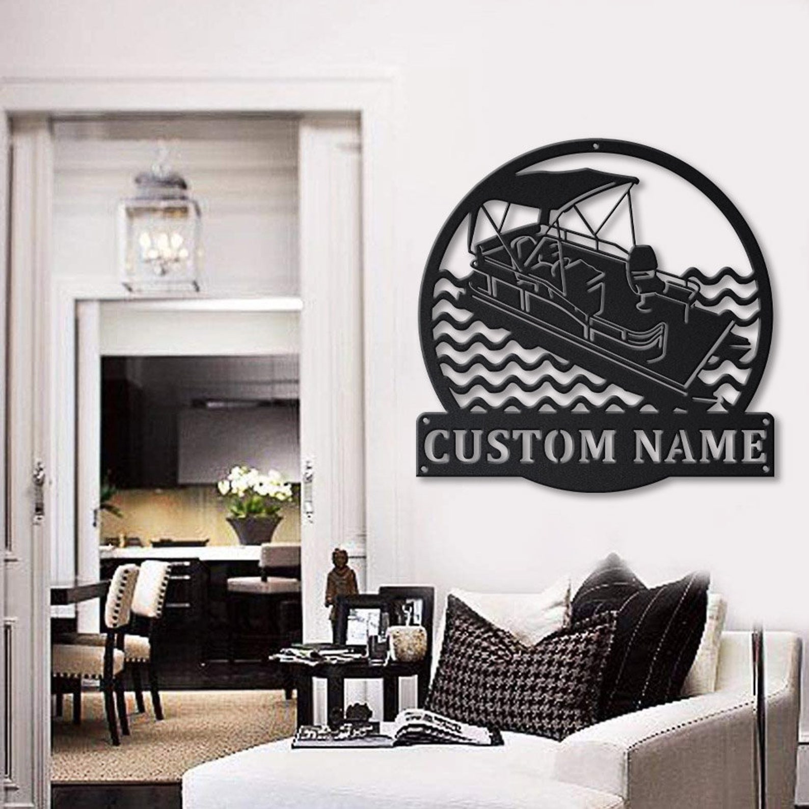 Custom Pontoon Boat Metal Signs Art V5, Personalized Pontoon Boat ...