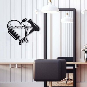 Custom Hair Dresser Metal Wall Art With LED Lights, Personalized Hair ...