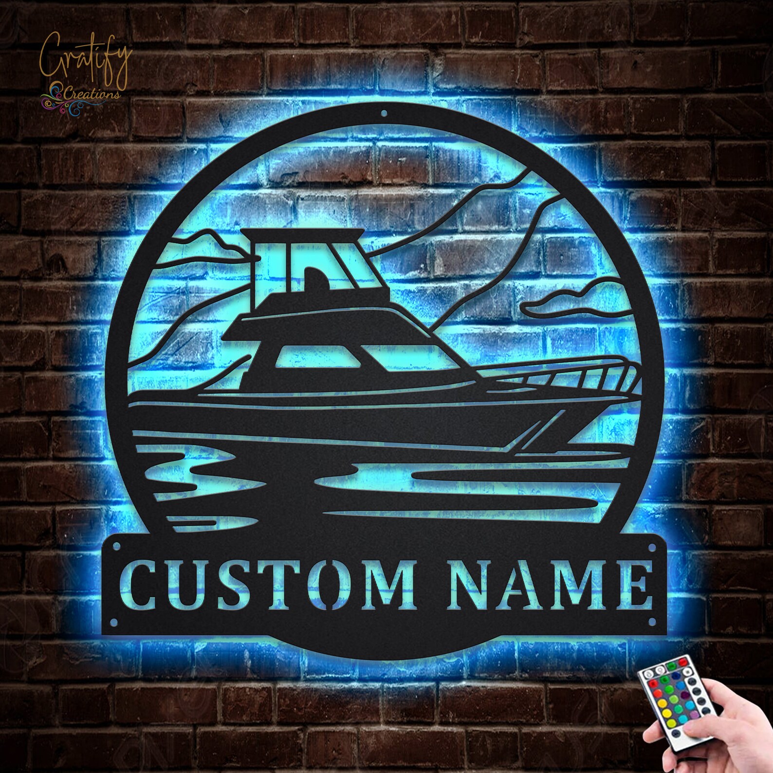 Lobster Boat Metal Wall Art LED Lights V1, Custom Lobster Boat Metal ...