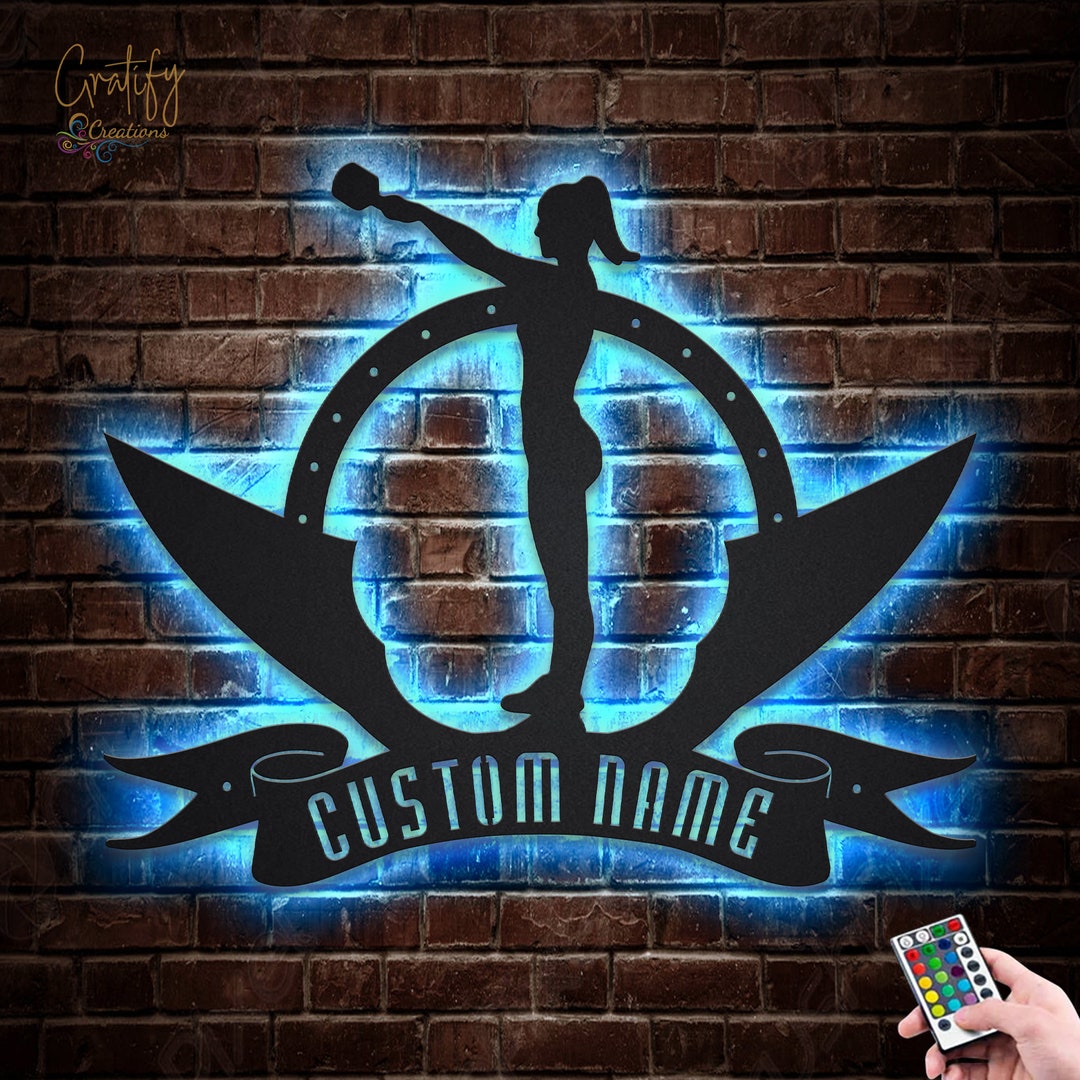 Female Bodybuilder Metal Sign LED Lights V11, Custom Bodybuilder Metal ...