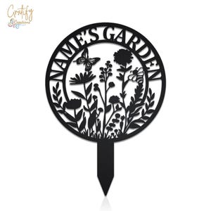 Custom Garden Name Sign, Personalized Metal Yard Art With Stakes ...