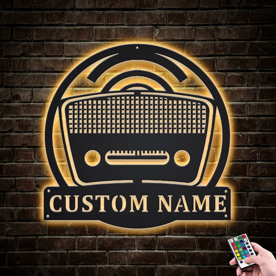 Radio Metal Sign LED Lights V1, Custom Radio Vintage Sign, Radio Neon ...
