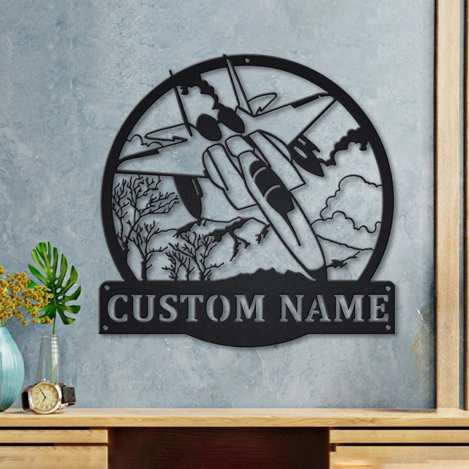 Jet Fighter Metal Sign LED Lights V1, Custom Jet Fighter Metal Sign ...