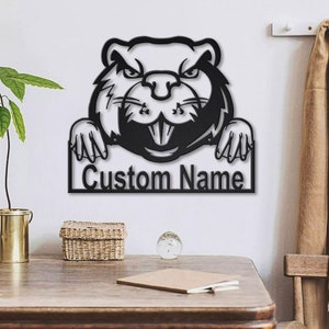 Beaver Animal Metal Sign LED Lights, Custom Beaver Metal Wall Art ...