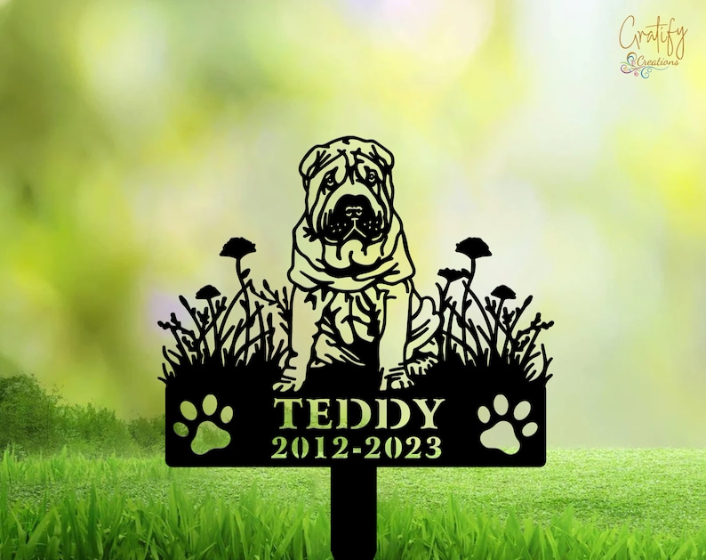 Chinese Shar-pei Dog Sign Dog Memorial Stake, Metal Stake, Sympathy ...