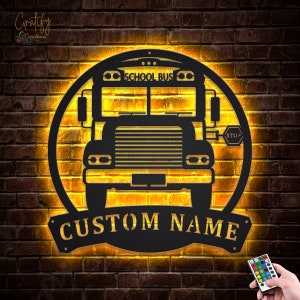 School Bus Driver Metal Sign LED Lights, Custom School Bus Driver Metal ...