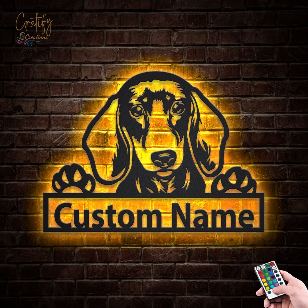 Dachshund Dog Metal Sign LED Lights, Custom Dachshund Dog Signs ...