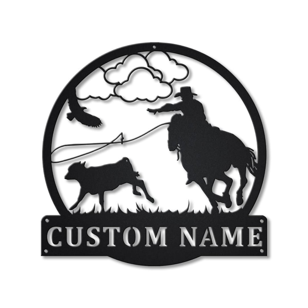 Calf Roping Sport Monogram Metal Sign Art, Custom Calf Roping Sport ...