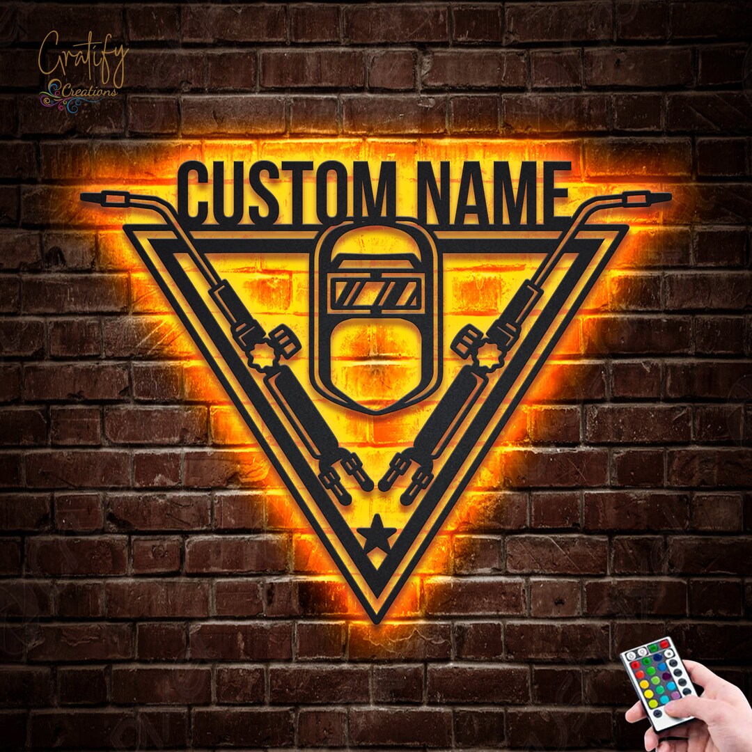 Welder Metal Wall Art LED Lights V3, Custom Welder Metal Signs, Welder ...
