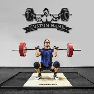 Powerlifting Sport Metal Sign LED Lights V2, Custom Powerlifting Metal ...