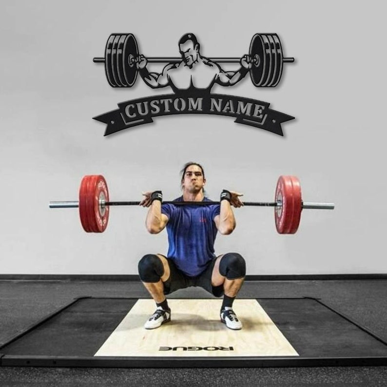 Powerlifting Sport Metal Sign LED Lights V2, Custom Powerlifting Metal ...