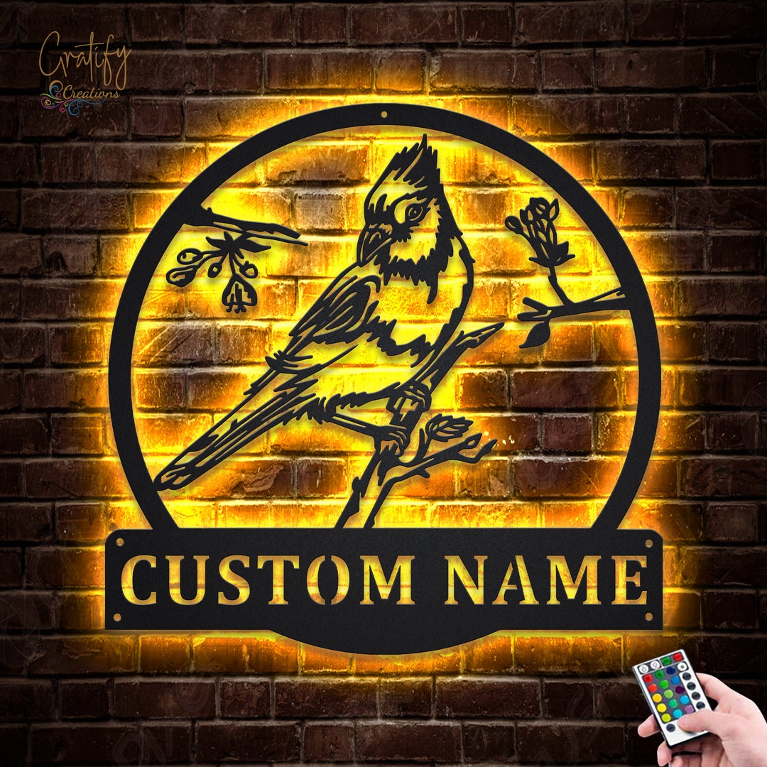Blue Jay Bird Metal Sign LED Lights, Custom Blue Jay Bird Metal Wall ...