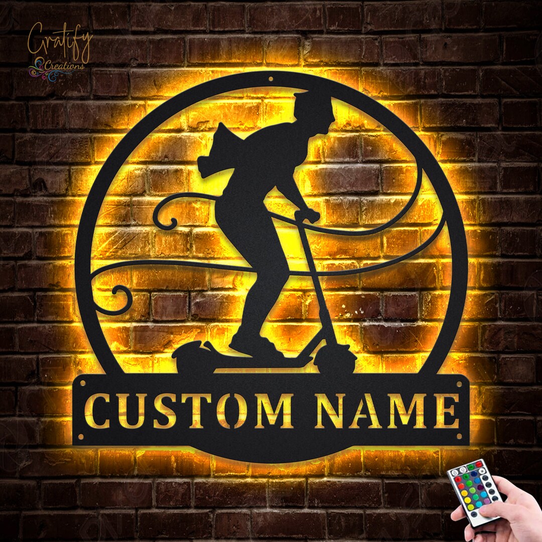Kick Scooter Sport Metal Sign LED Lights V3, Custom Scooter Metal Sign ...