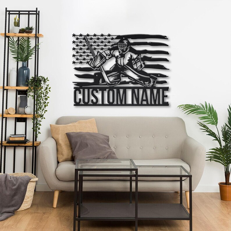 Hockey Goalie Metal Wall Art LED Lights, Personalized Goaltender Hockey ...
