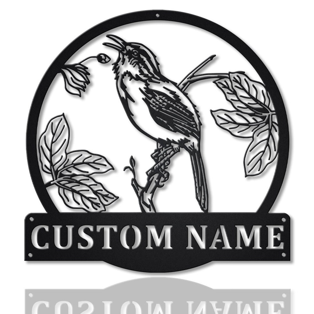 Wren Bird Monogram Metal Sign Art, Custom Wren Bird Metal Sign, Wren ...