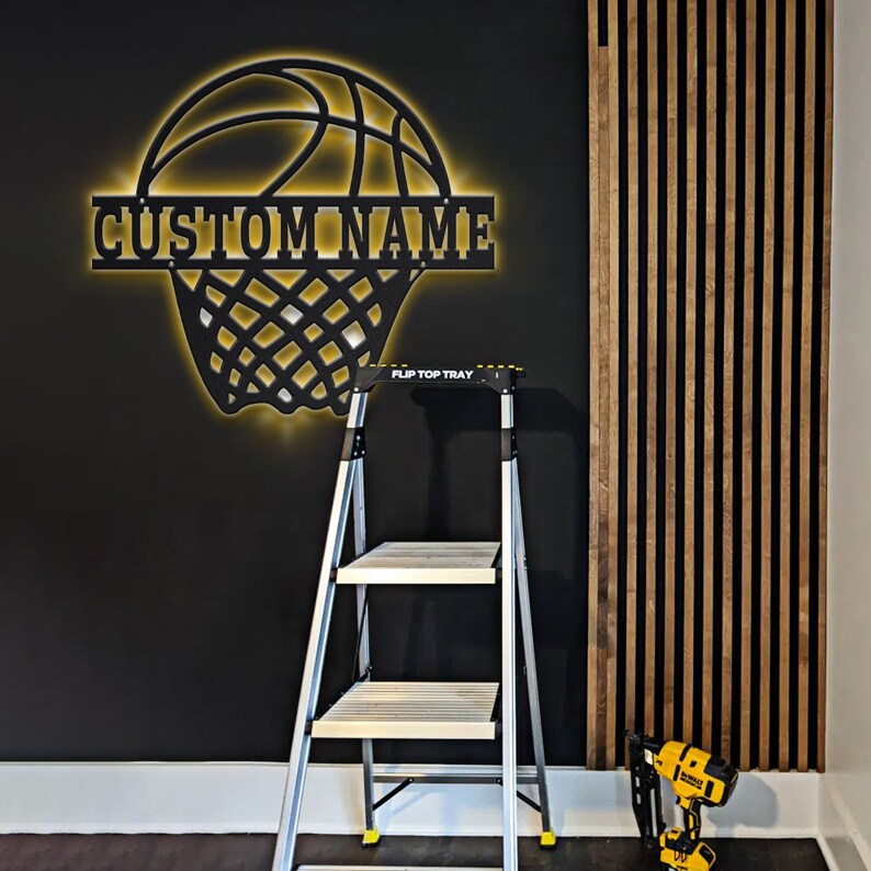 Custom Basketball Metal Wall Art With LED Lights Personalized - Etsy