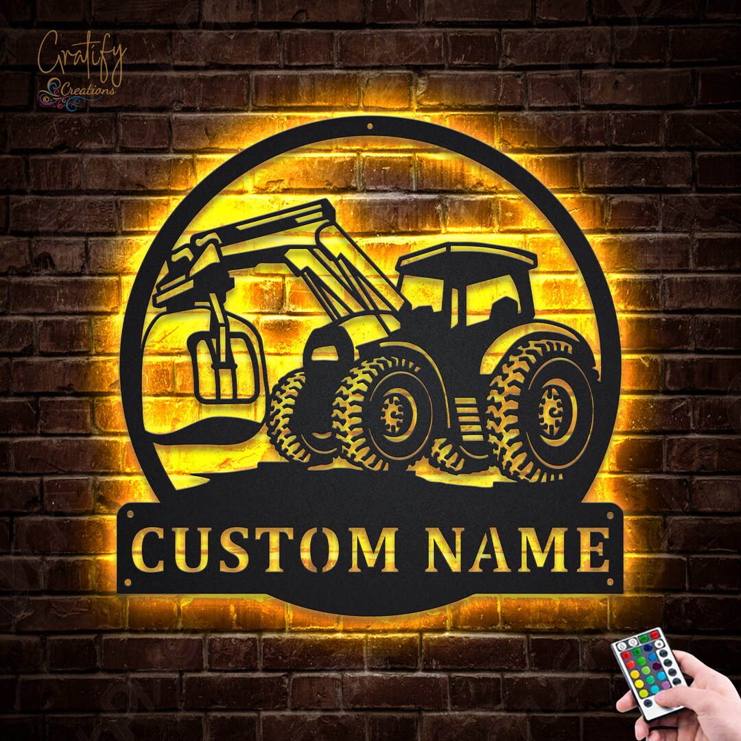 Tractor Front Loader Metal Sign LED Lights, Custom Tractor Front Loader ...