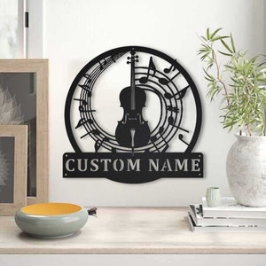 Cello Monogram Metal Sign LED Lights, Custom Cello Metal Sign, Cello ...