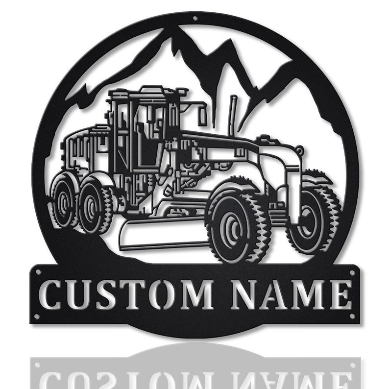 Road Grader Monogram Metal Sign Art, Custom Road Grader Metal Wall Art ...