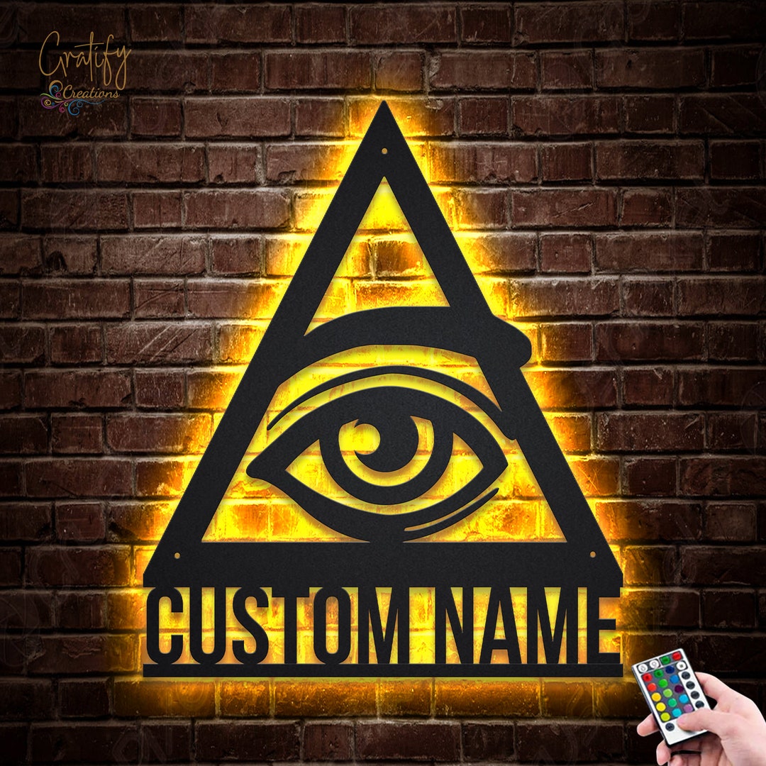 Masonic Freemason Metal Wall Art LED Lights V10, Custom Masonic Metal ...