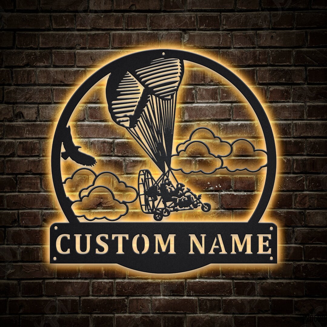 Custom Powered Parachute Metal Sign With LED Lights V2, Personalized ...