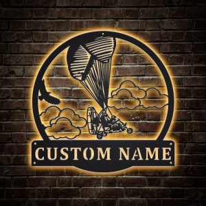 Custom Powered Parachute Metal Sign With LED Lights V2, Personalized ...