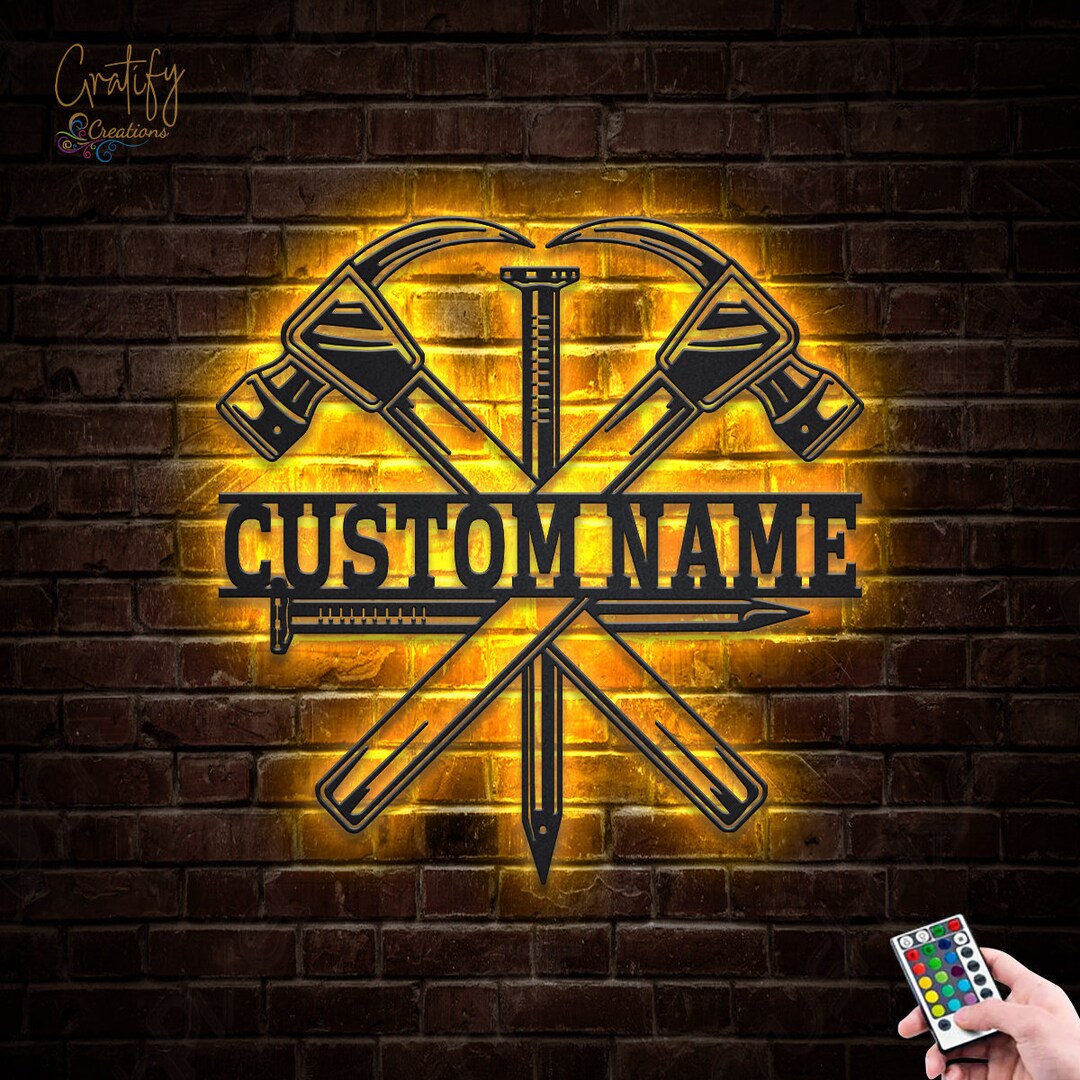 Carpenter Metal Sign LED Lights V3, Custom Carpenter Metal Sign ...