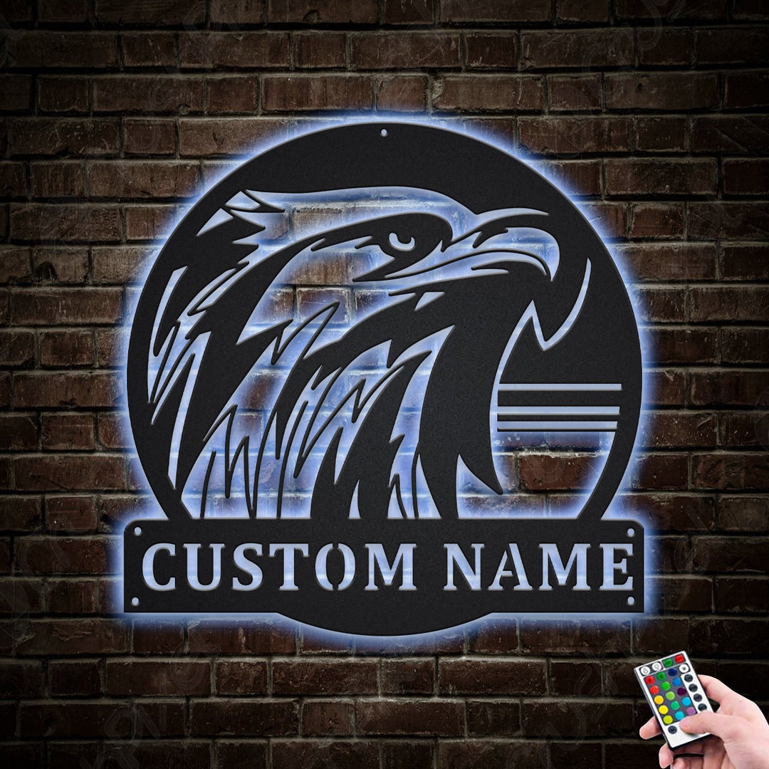 Eagle Animal Metal Sign LED Lights V3, Custom Eagle Animal Metal Sign ...