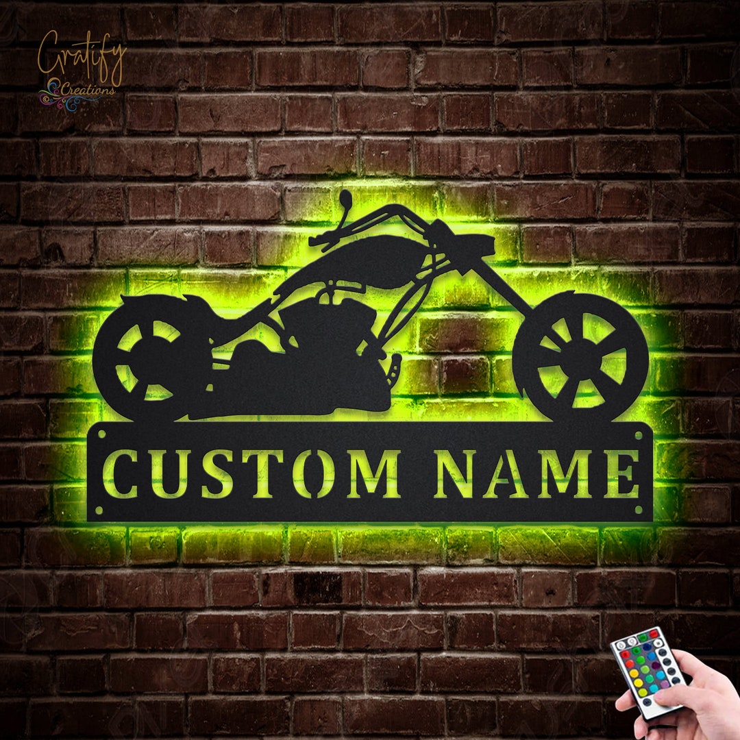 Choper Motorcycle Metal Wall Art, Personalized Sign, Motorcycle Art ...