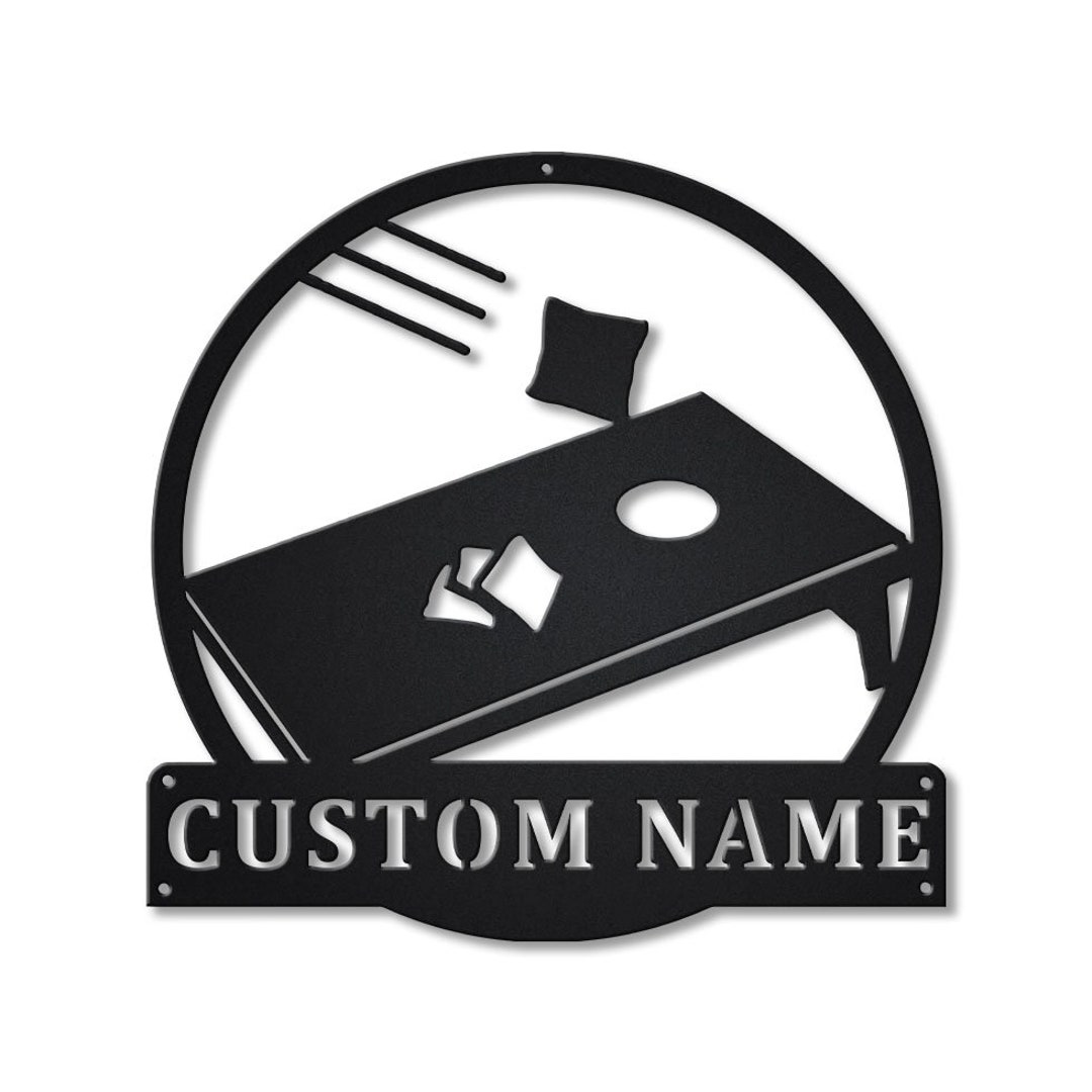Custom Cornhole Monogram Metal Sign Art, Personalized Cornhole Metal ...