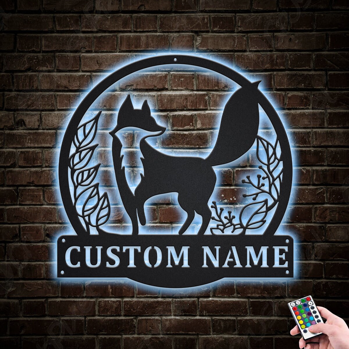 Fox Animal Metal Sign LED Lights V1, Custom Fox Animal Metal Sign, Fox ...